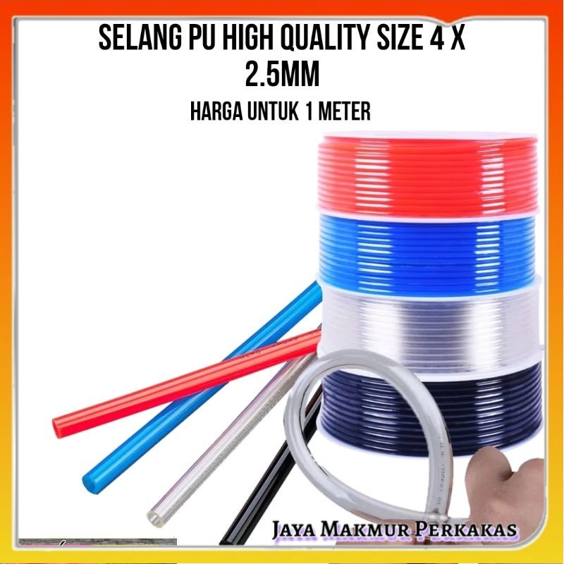 Jual Selang servis / selang angin POLIYUTREN ALAT PNEUMATIC 4 x 2.5 mm ...