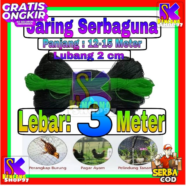 Jual Jaring Pagar Ayam 3 meter / Jaring Lubang Kecil /Jaring Kandang /Jaring Burung / Jaring ...