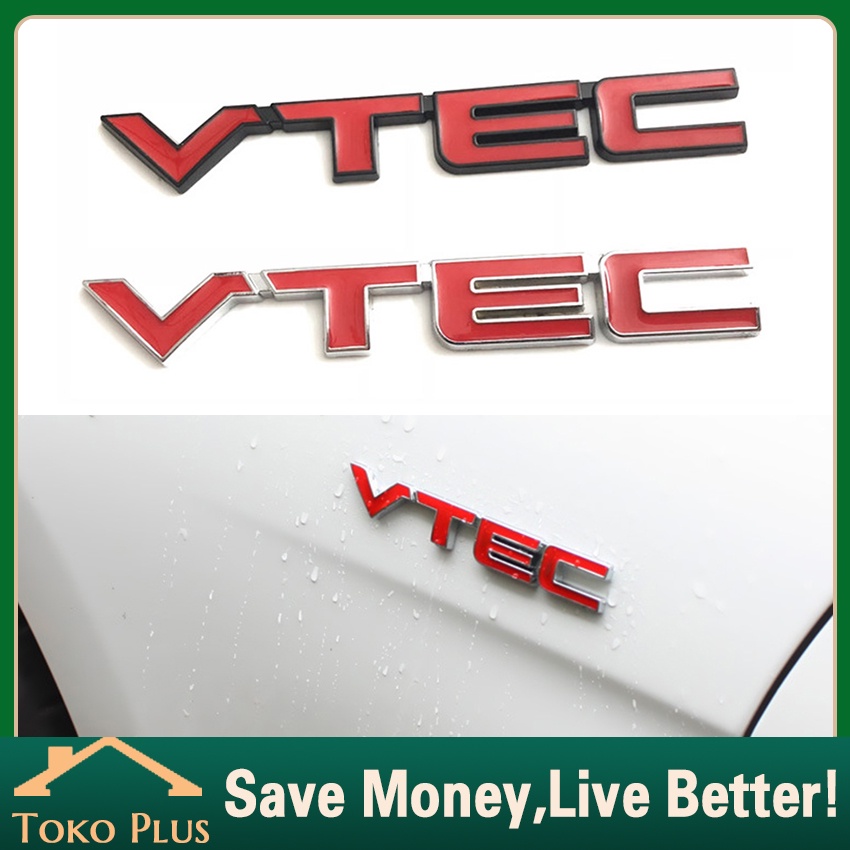Jual Emblem Mobil Vtec Merah 3D Bahan Metal - Emblem logo stiker Vtec ...