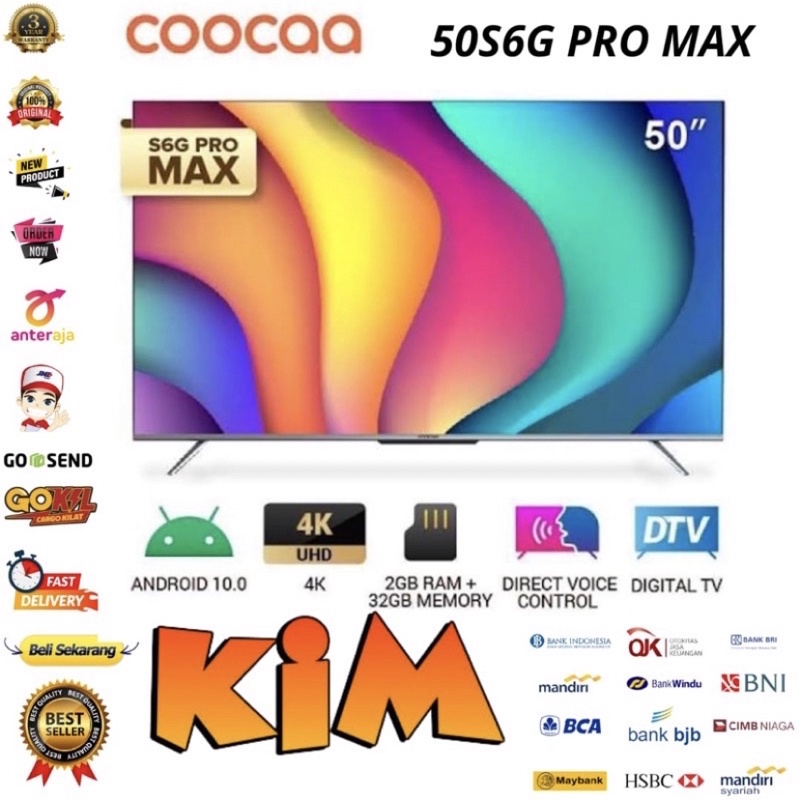 Jual COOCAA LED TV 50 inch 50S6G PRO MAX SMART TV ANDROID 10 UHD 4K 50" DIGITAL Far Field Voice ...