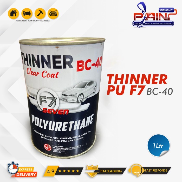 Jual THINNER PU F7 Clear Coat BC 40 - Pengencer Cat 1Liter/ kaleng | Shopee Indonesia
