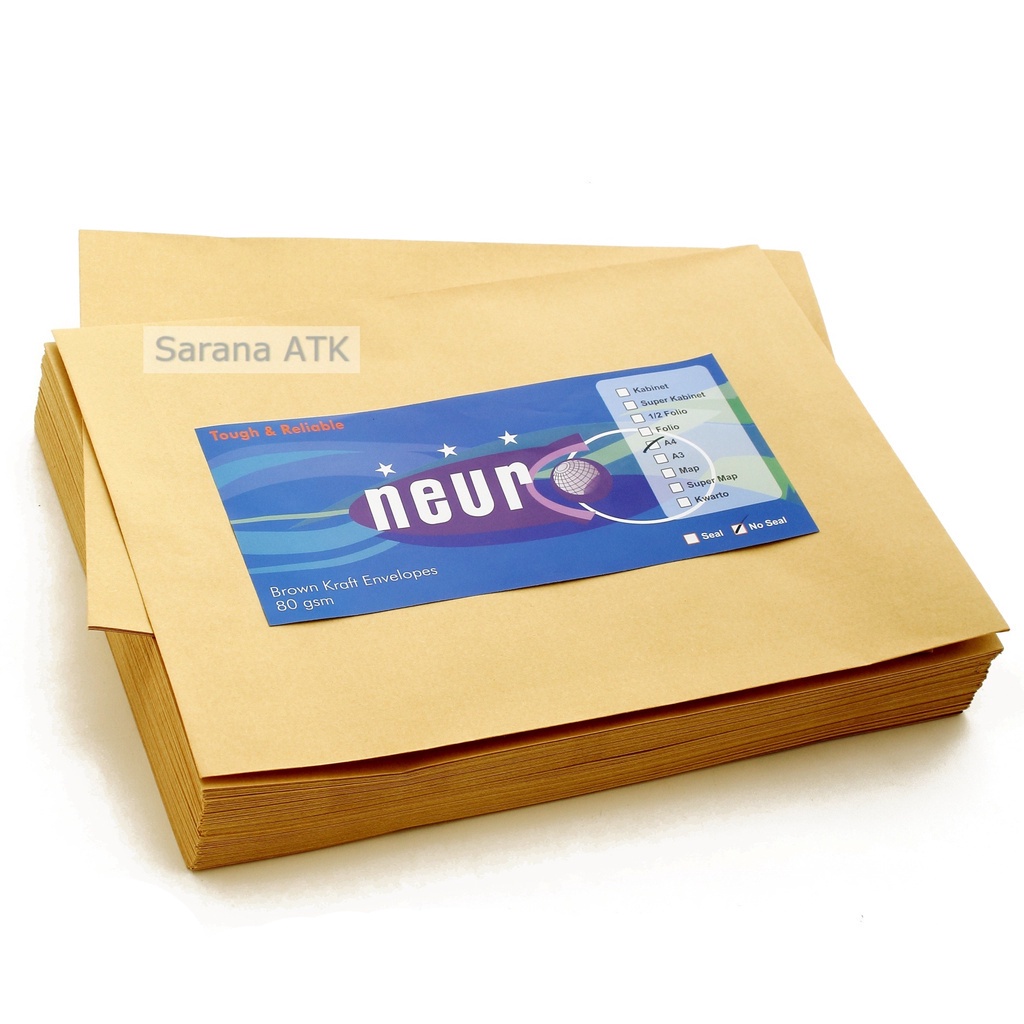Jual NEURO - Amplop Coklat Ukuran A4 Non Seal - Pack | Shopee Indonesia