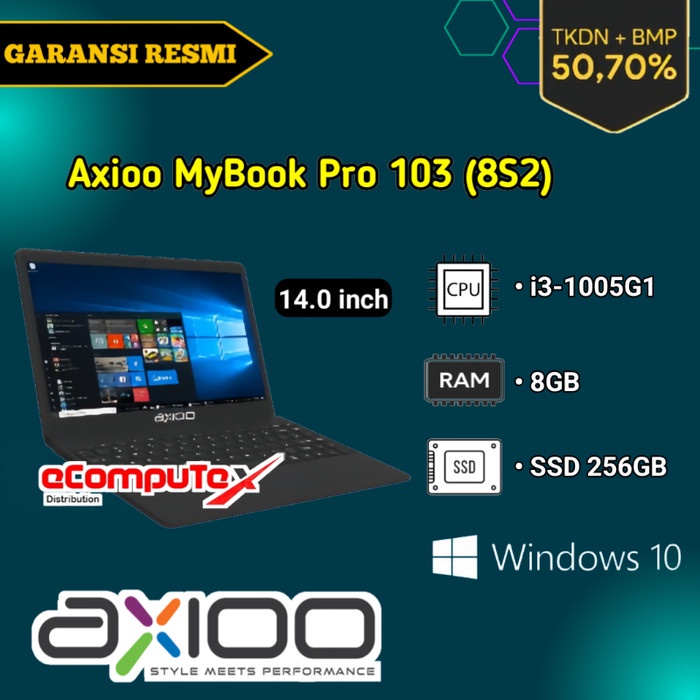 Jual LAPTOP AXIOO MYBOOK PRO 103 (8S2) i3 / 8GB / SSD 256GB 14" TKDN RESMI | Shopee Indonesia
