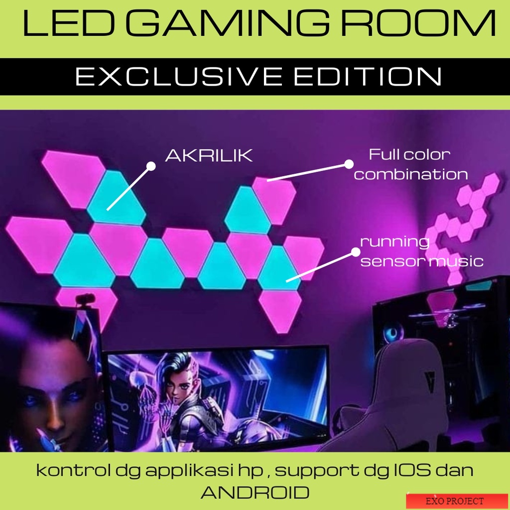 Jual LED GAMING ROOM / Lampu Kamar Gaming / LED Panel / Lampu dengan ...