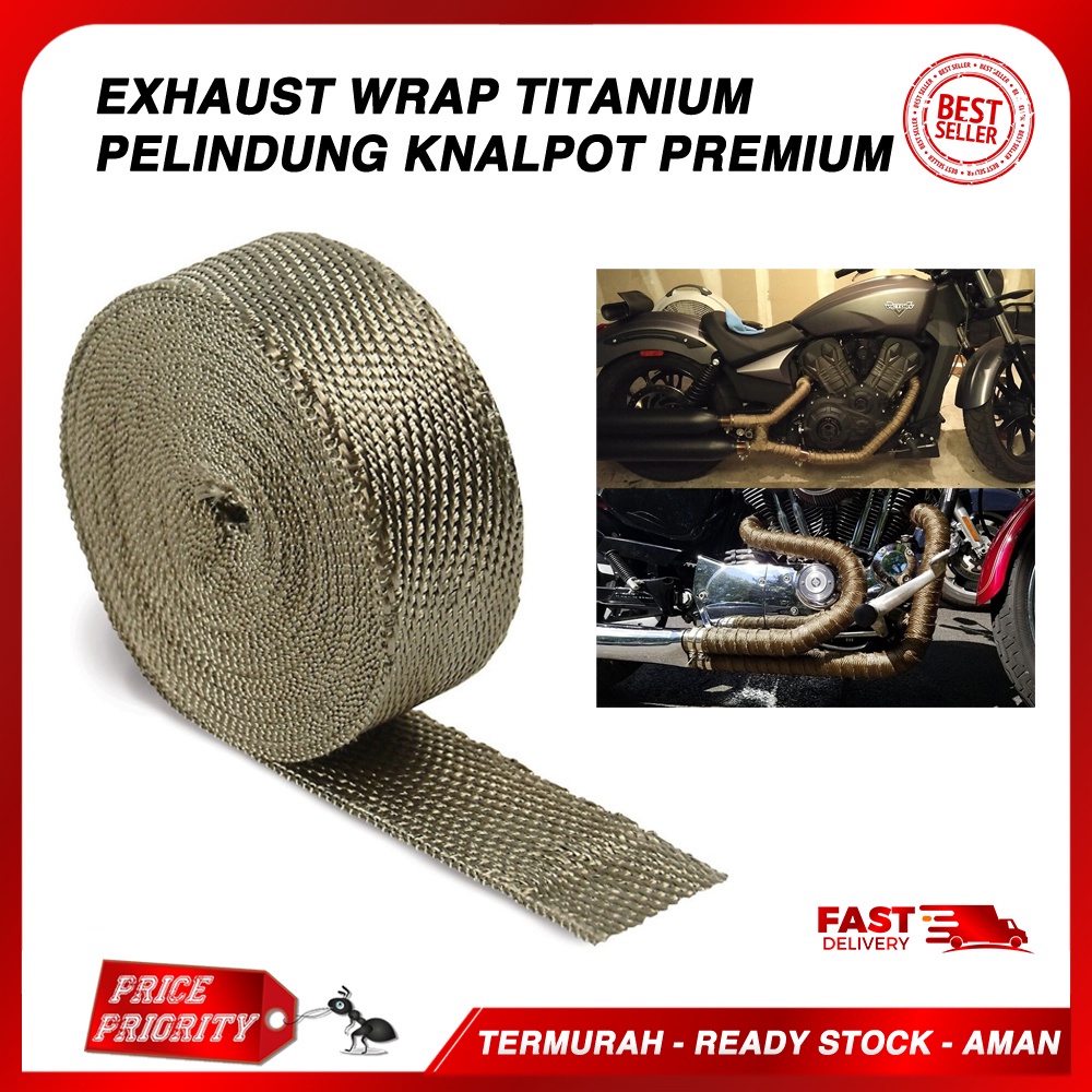 Jual Pelindung Knalpot Titanium Motor Peredam Panas Exhaust Wrap 1 ROLL ...
