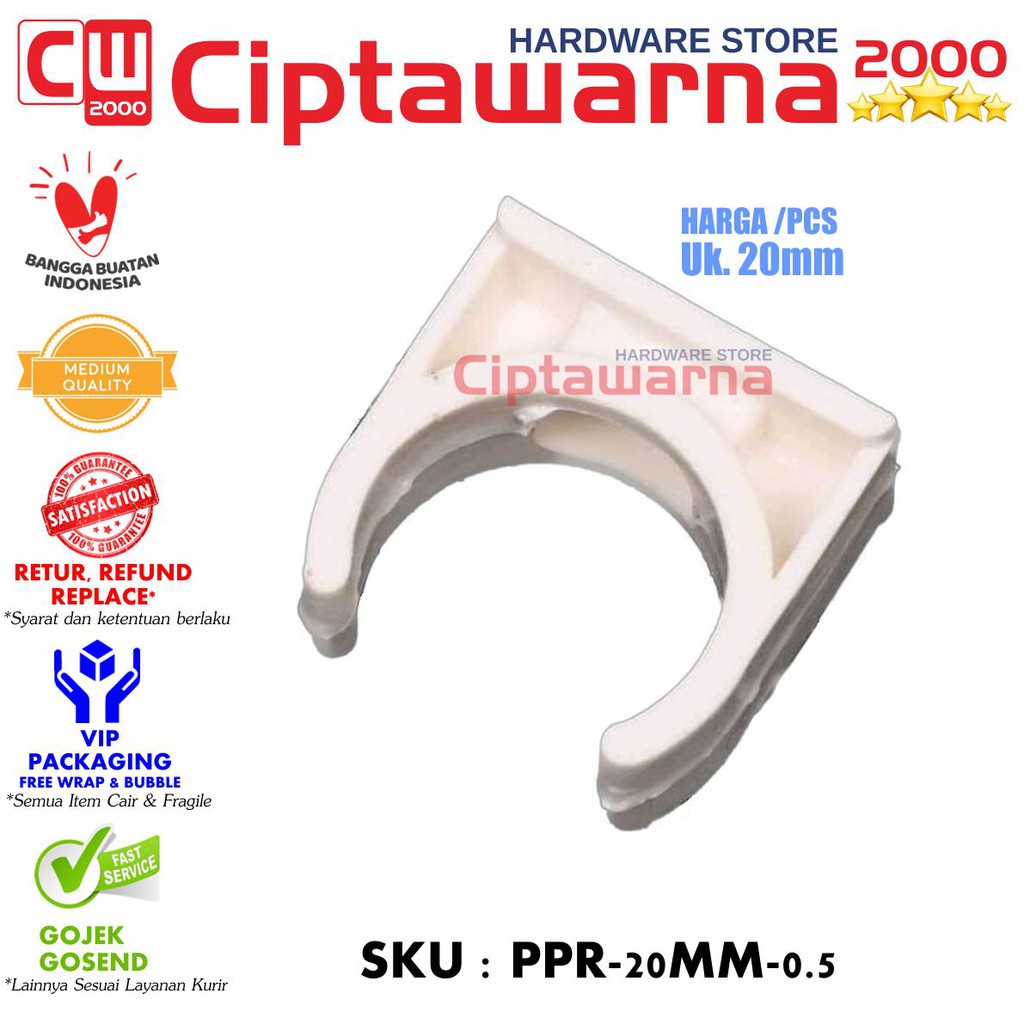 Jual Klem Pipa PPR 1/2 inch / Pipe Clamp PVC PPR 20mm Pipa Fitting PPR ...