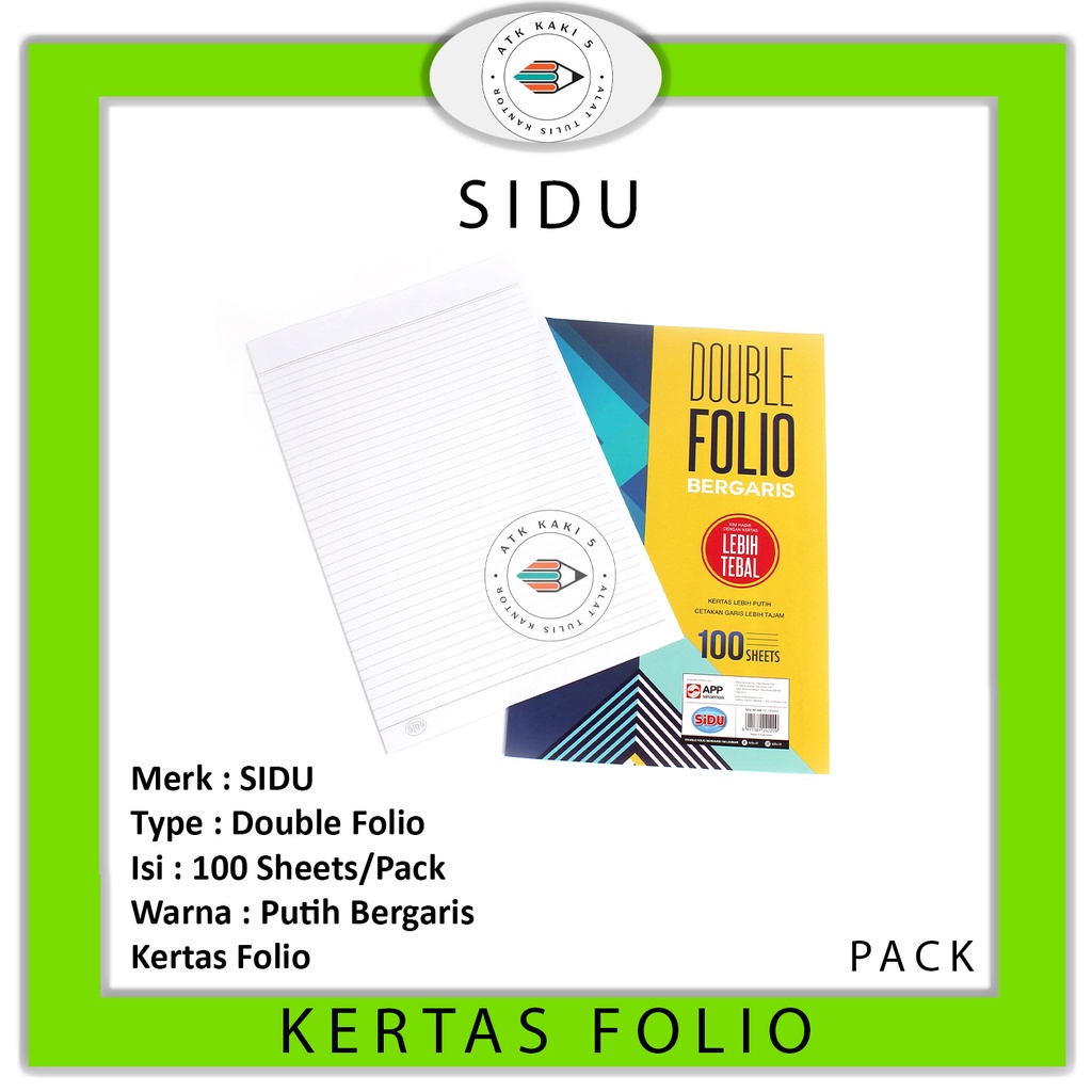Jual SIDU - Kertas Double Folio Bergaris 100 Sheets - Pack | Shopee ...