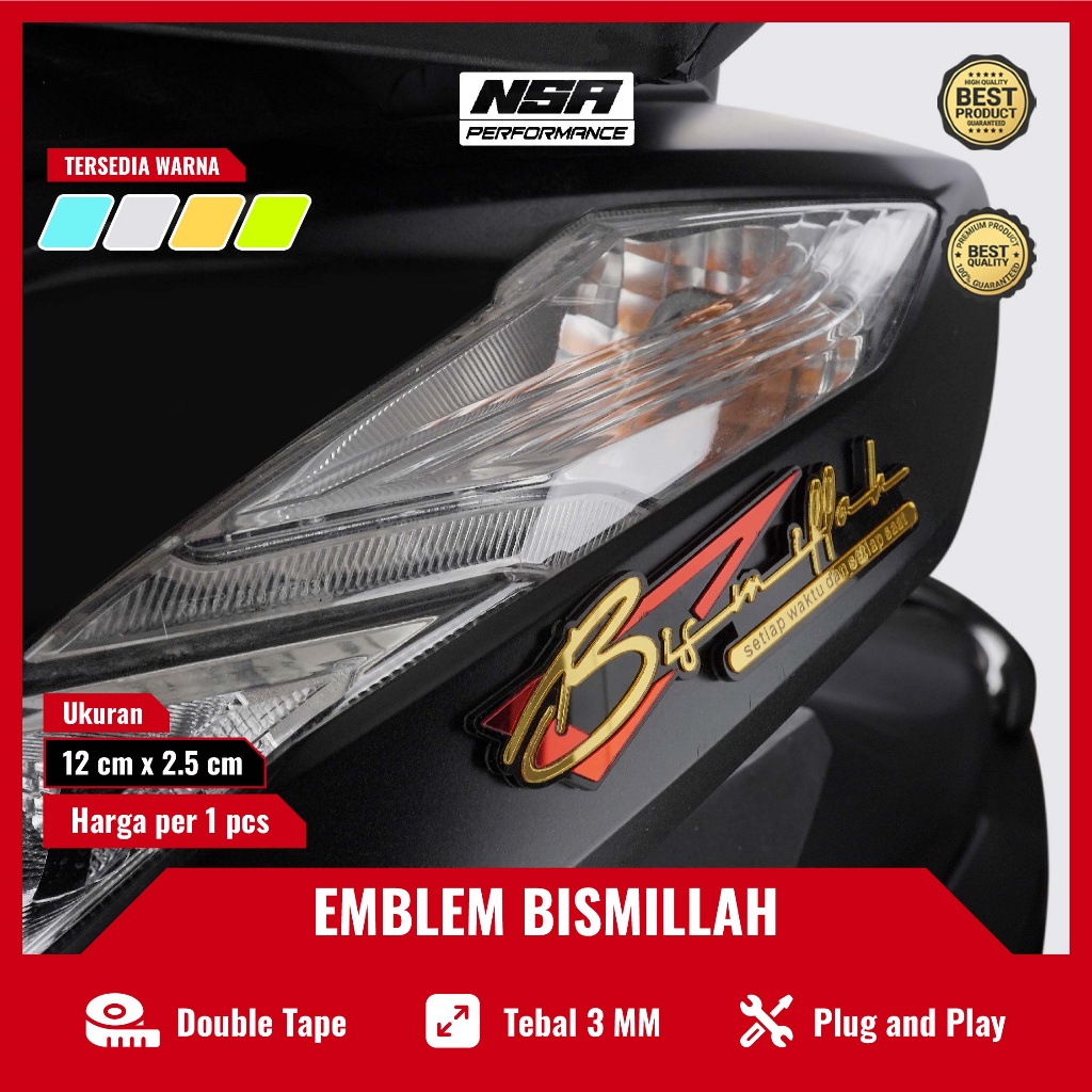 Jual 1PCS EMBLEM MOTOR MOBIL BISMILLAH EMBLEM BISMILLAH TIMBUL BUKAN ...