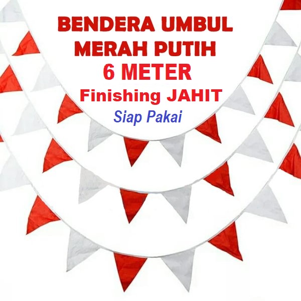 Jual Bendera Segitiga Merah Putih 6 meter / banner merah putih segitiga ...