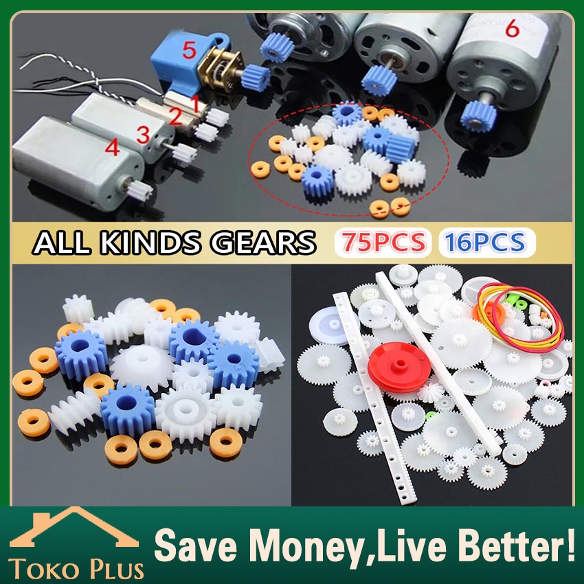 Jual 75Pcs/Set Roda Gigi Plastik DIY Robot Arduino - Gear Pulley ...