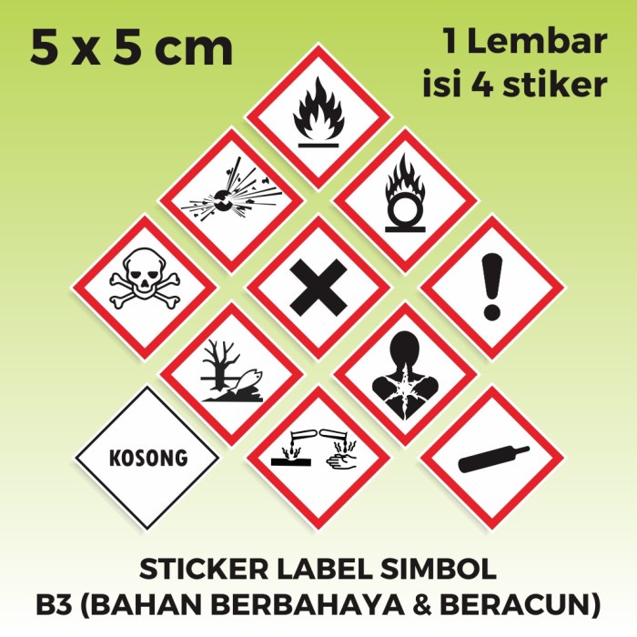 Jual Stiker Label Simbol B3 Sticker Bahan Berbahaya dan Beracun 5 x 5 cm/ 4 pcs | Shopee Indonesia
