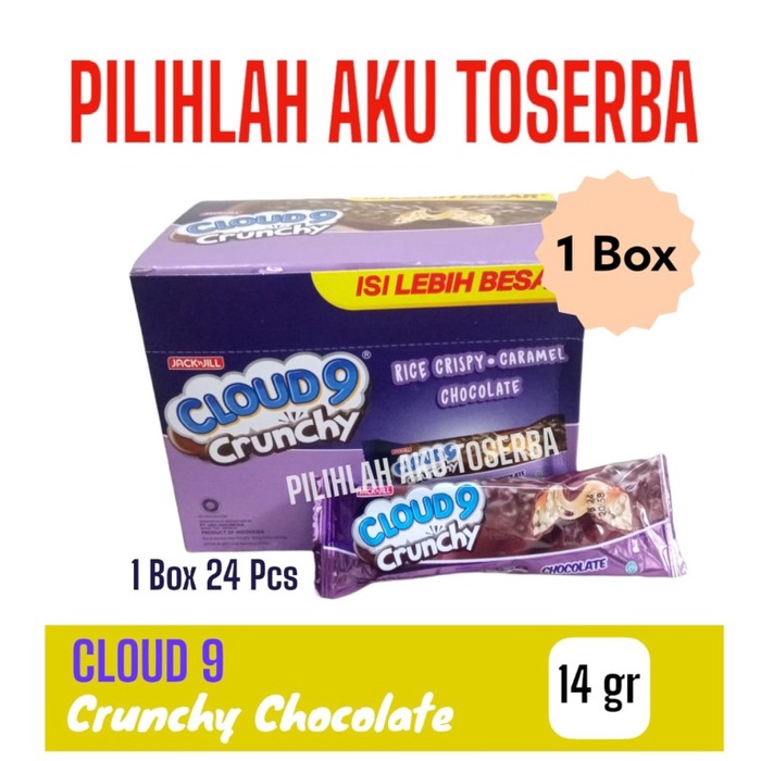 Jual CLOUD 9 Crunchy CHOCOLATE 14 gr Rice Bar - (HARGA 1 BOX ISI 24 pcs ...