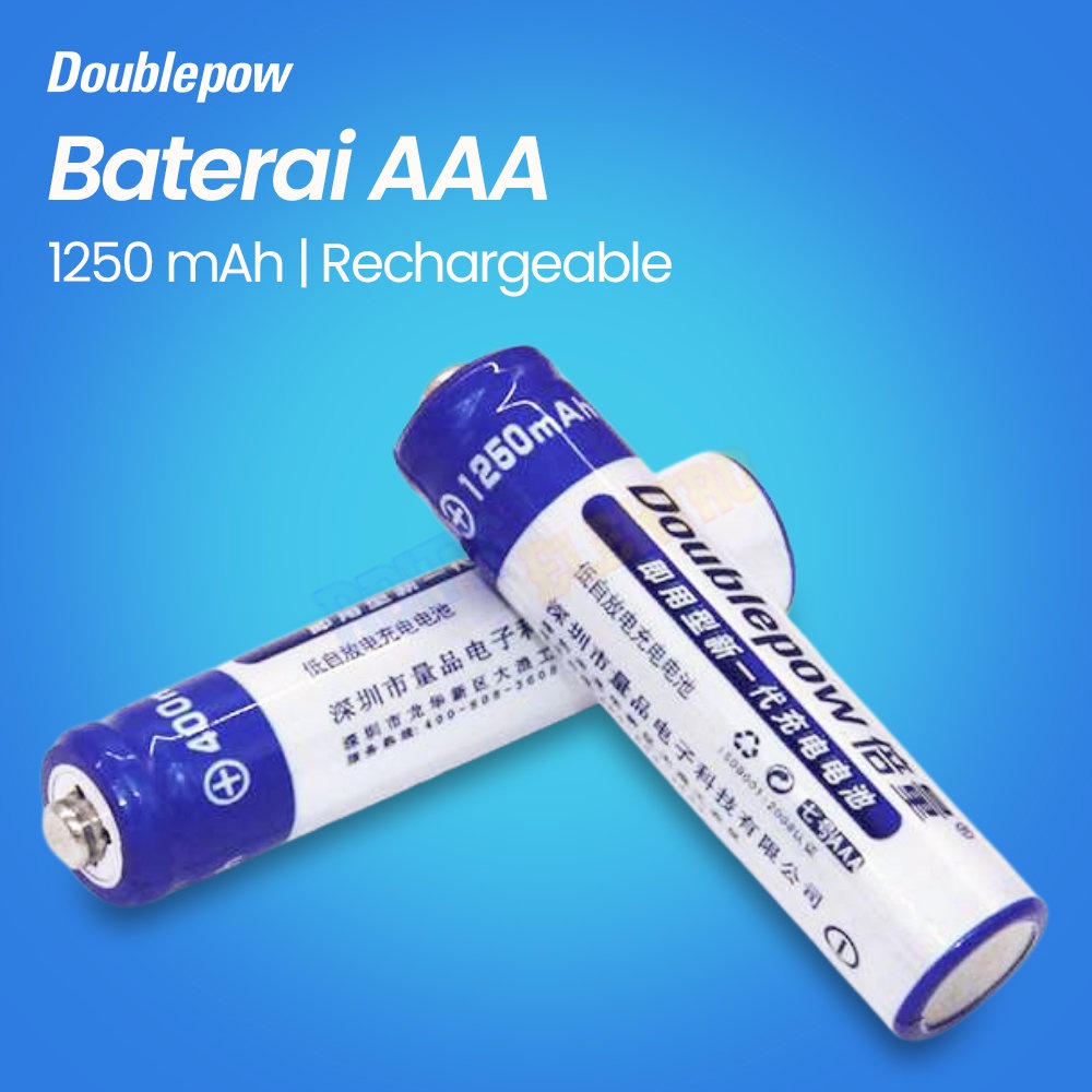 Jual Batu Baterai Cas AAA Rechargeable NiMH 1250mAh 2 PCS Doublepow ...