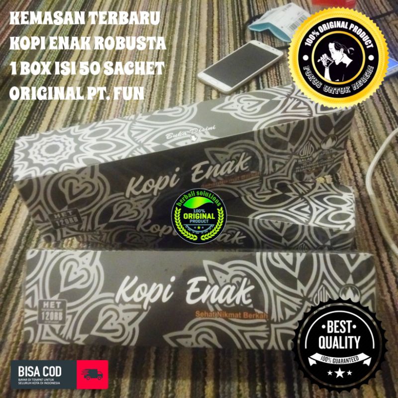 Jual KOPI ENAK ROBUSTA 1 BOX ISI 50 SACHET ORIGINAL KEMASAN TERBARU ...