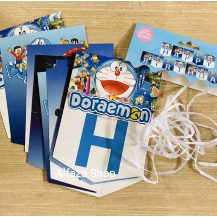 Jual Banner Happy Birthday Karakter Doraemon / Banner Karakter /Banner ...