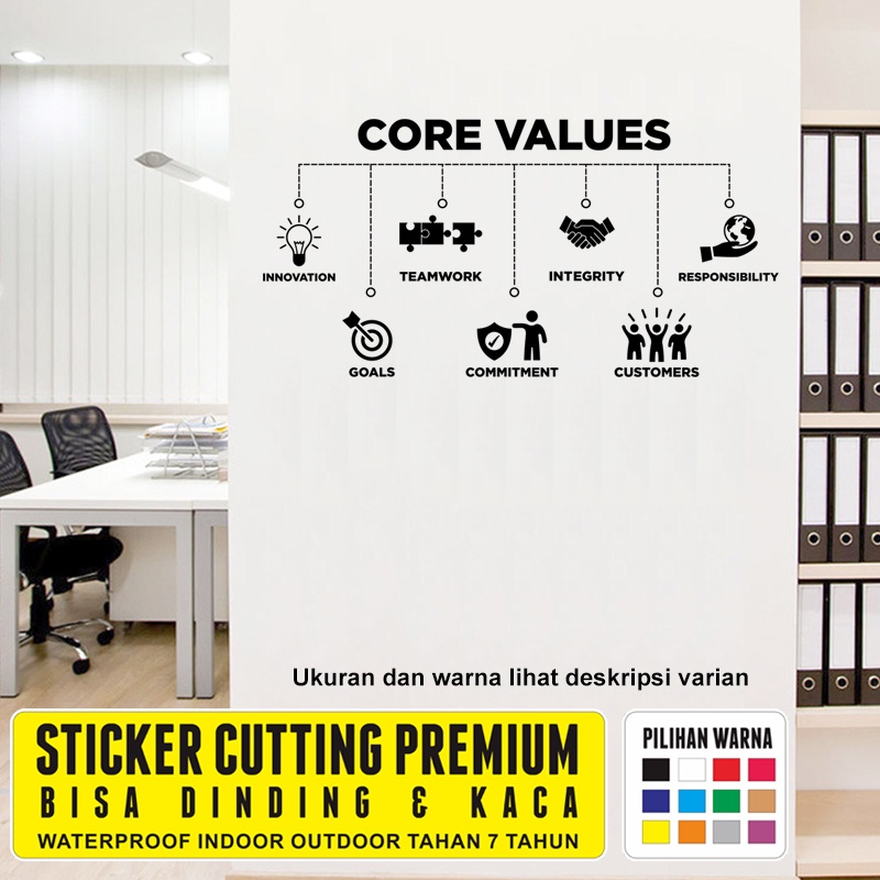 Jual Wall Sticker Dinding Kaca Kantor Core Values Cutting Stiker Decal ...