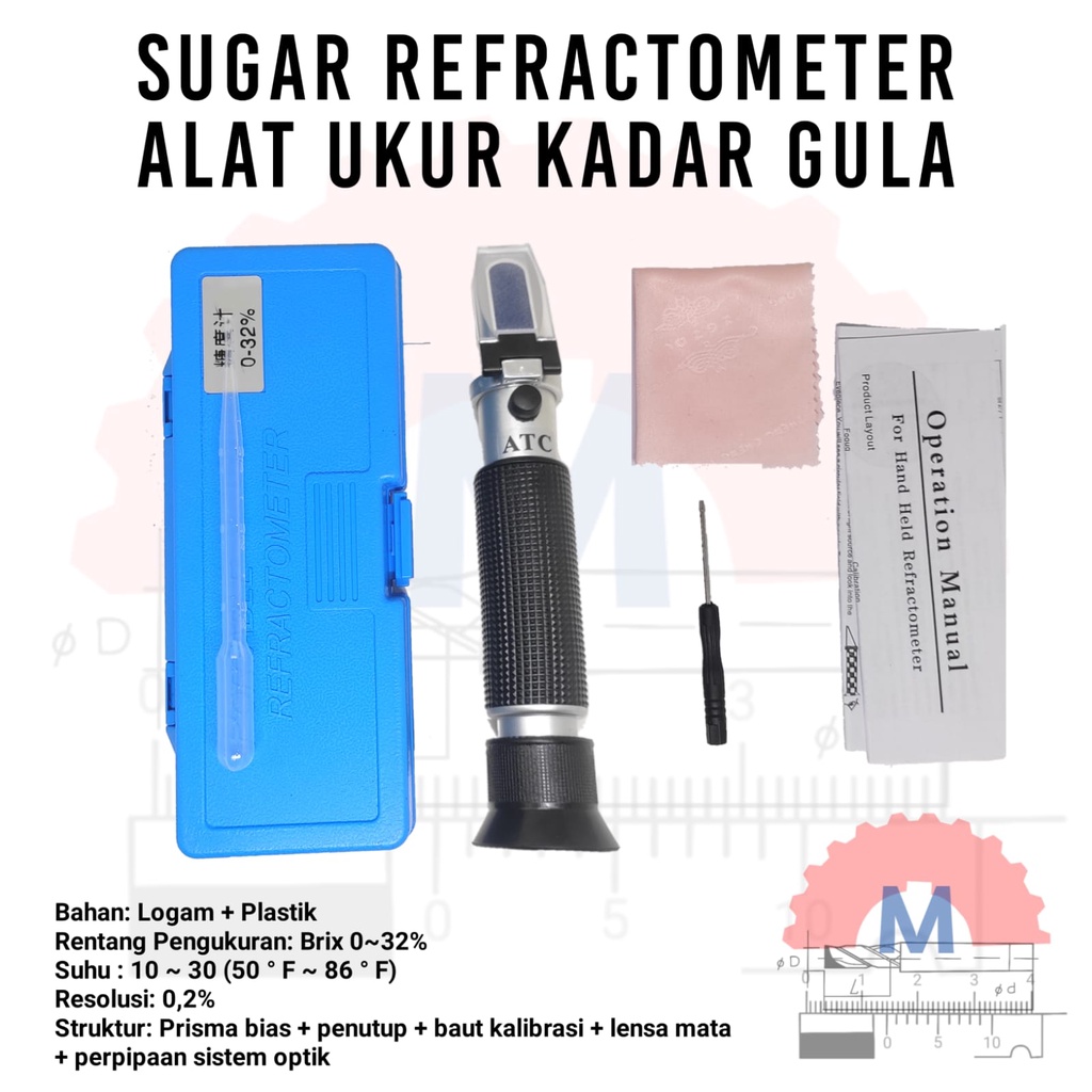 Jual Refractometer Sugar Gula Alat ukur kadar gula buah minuman mch ...
