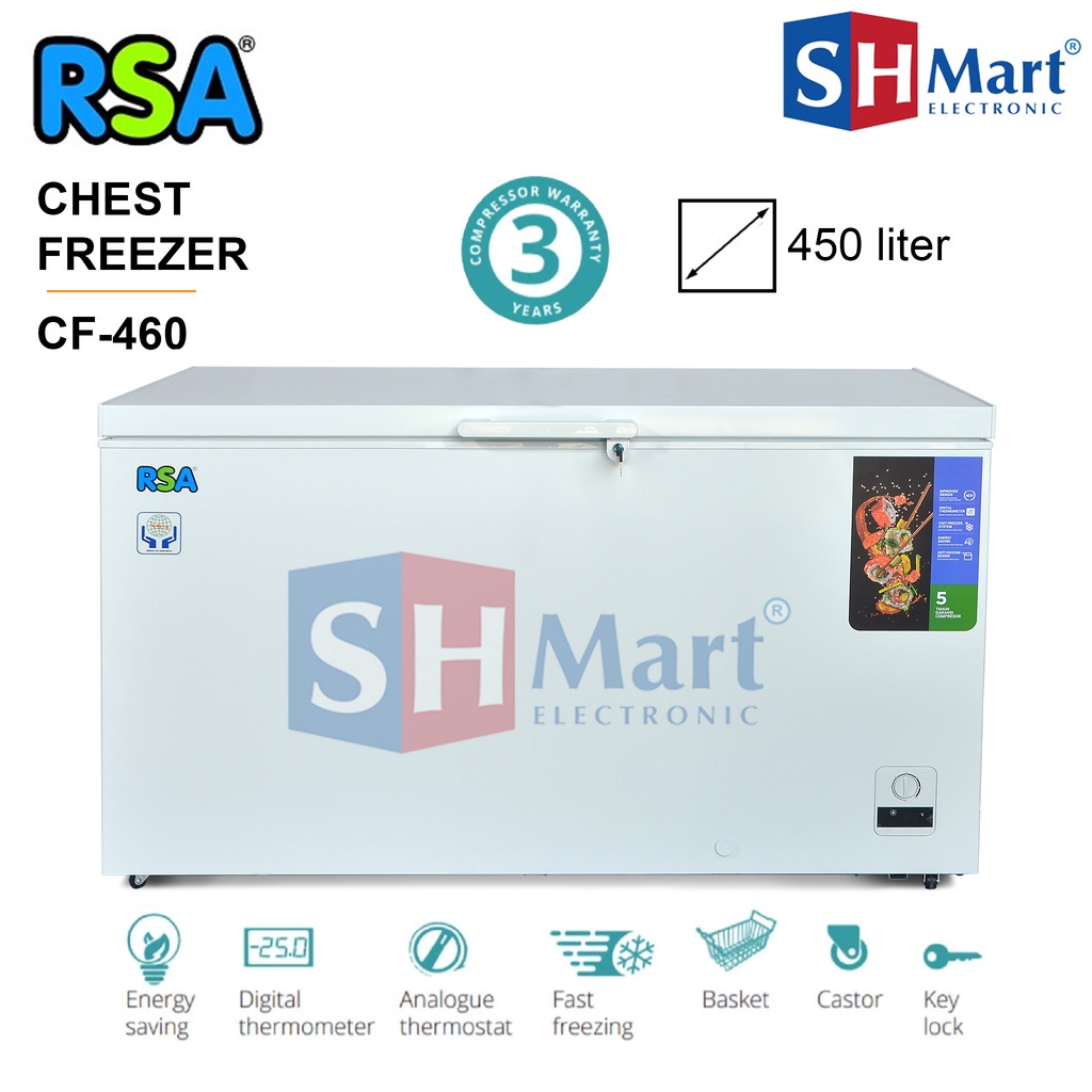 Jual CHEST FREEZER RSA CF460 CF-460 KAPASITAS 450 LITER FREEZER BOX ...