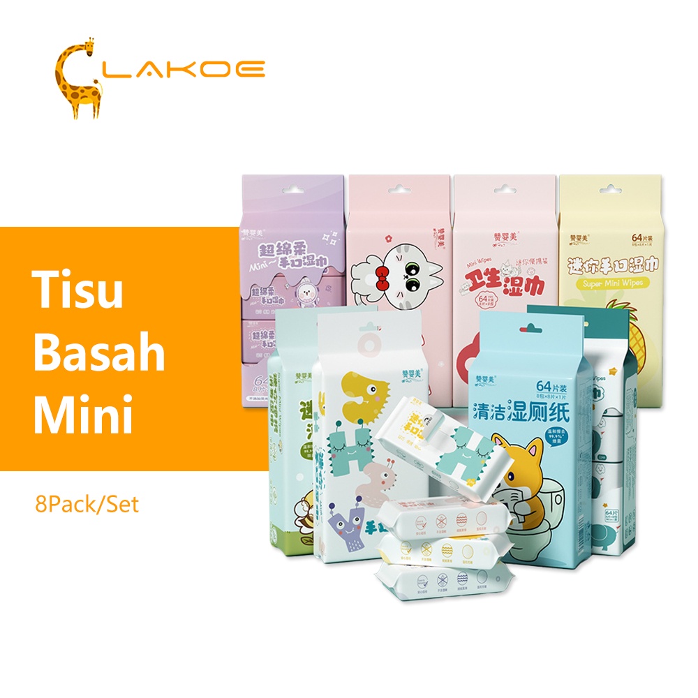 Jual LAKOEOFFICIALMALL COD Tisu Basah Mini 64 Sheets Tissue Basah Bayi ...