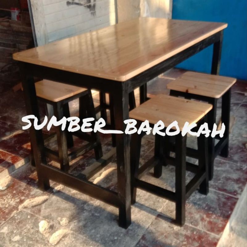 Jual (004). meja warung makan set meja cafe, meja makan kayu jati ...