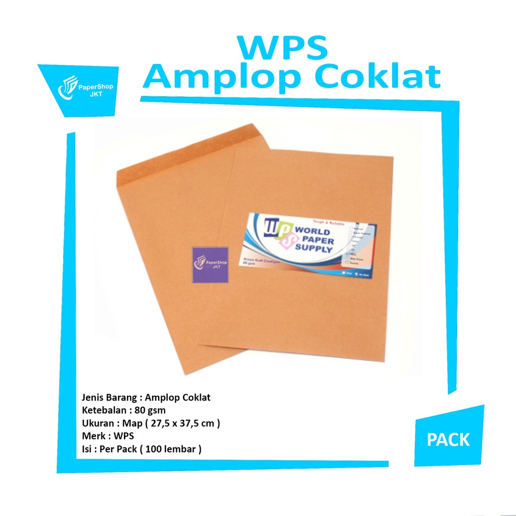 Jual WPS - Amplop Coklat Ukuran Map ( 27,5 x 37,5 cm ) - Pack | Shopee ...
