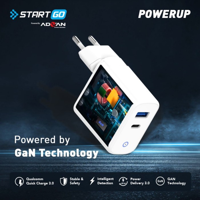 Jual Advan Start Go Charger 65W GaN Tech White - Android iOs Garansi ...
