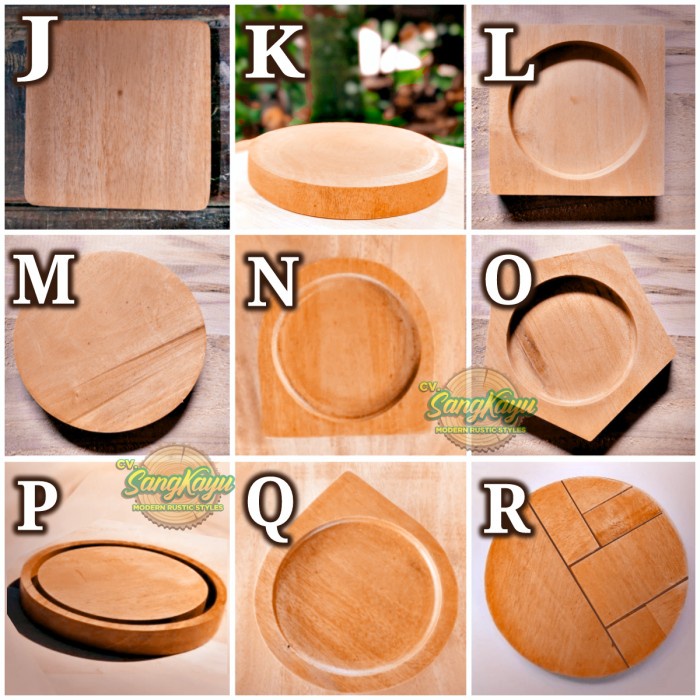 Jual Tatakan gelas kayu coaster murah tatakan bulat kopi teh tatakan ...