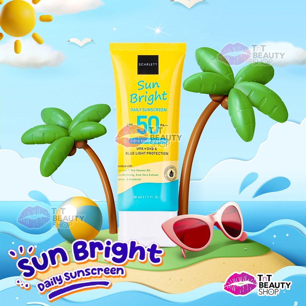 Jual Scarlett Whitening Sunscreen Sun Bright Daily SPF 50 PA+++ | TnT Beauty Shop | Shopee Indonesia