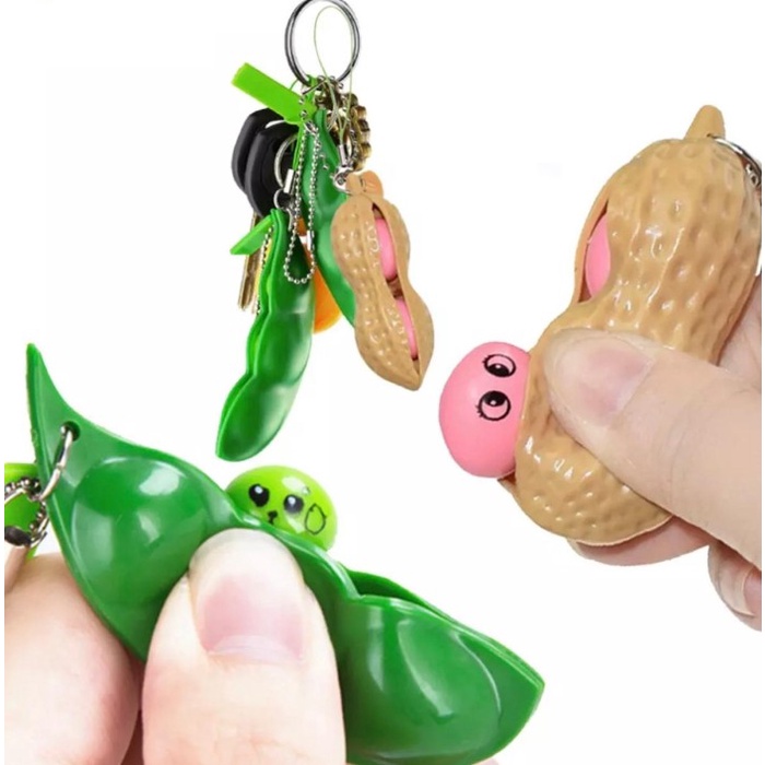 Jual Squishy Peas Bean Fidget Toy Edamame Keychain Pop It Tiktok - Nut ...