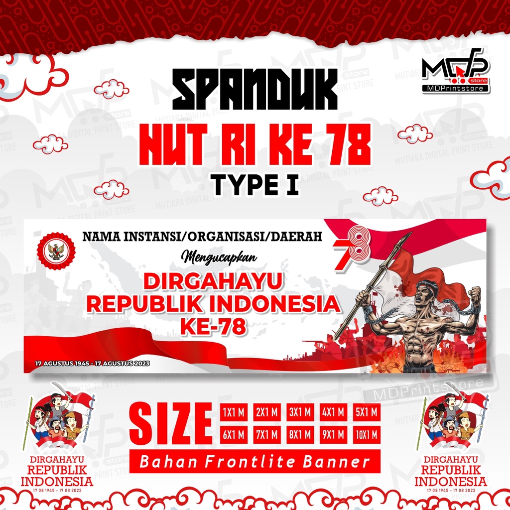 Jual SPANDUK HUT RI 9X1 METER KEMERDEKAAN AGUSTUSAN BANNER MDPRINTSTORE ...