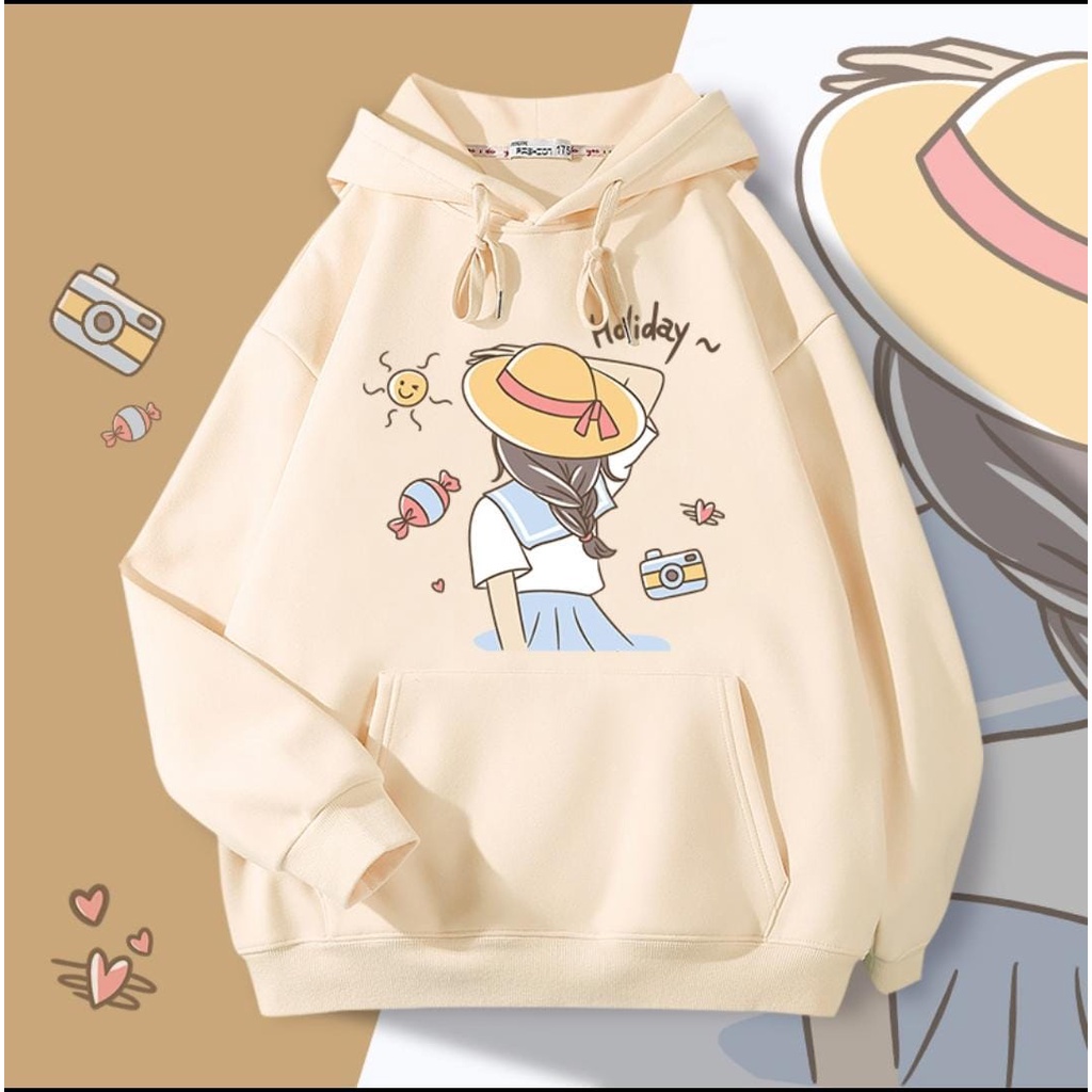 Jual SWEATER SWITER SWETER WANITA HOLIDAY GIRL HODIE (V1) ORIGINAL ...