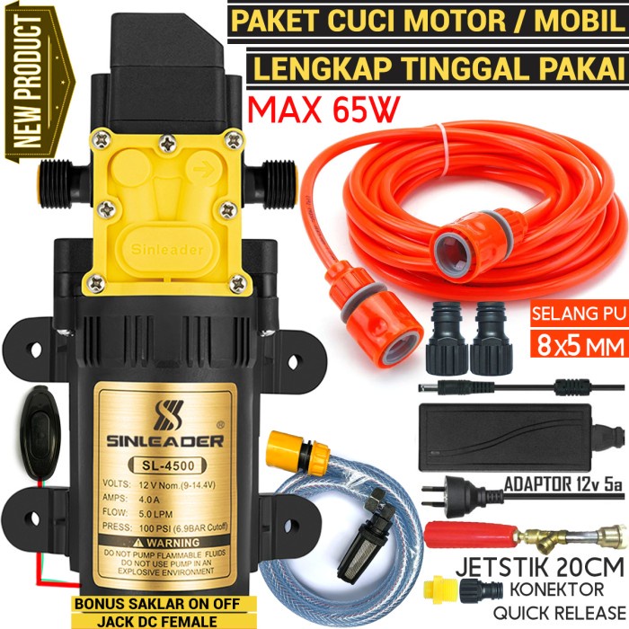 Jual Paket lengkap alat cuci motor/mobil SL 4500 Kuning - 60W JetStick ...