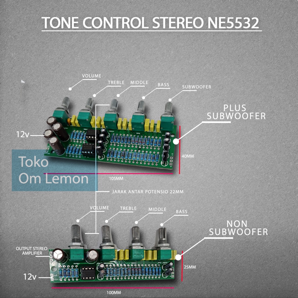 Jual Modul 2.1 ne5532 Stereo Tone Control Plus Middle Dan Subwoofer ...