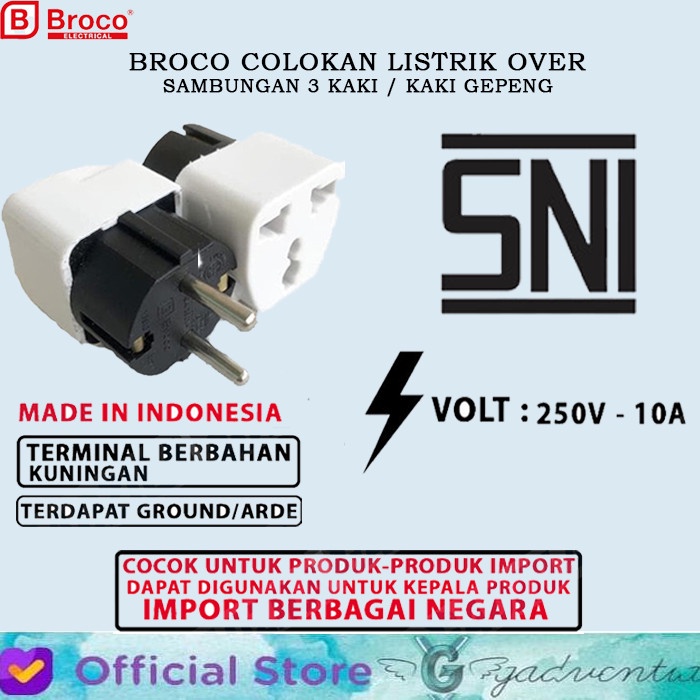 Jual *COD* BROCO COLOKAN LISTRIK OVER STEKER SAMBUNGAN 3 KAKI / KAKI ...