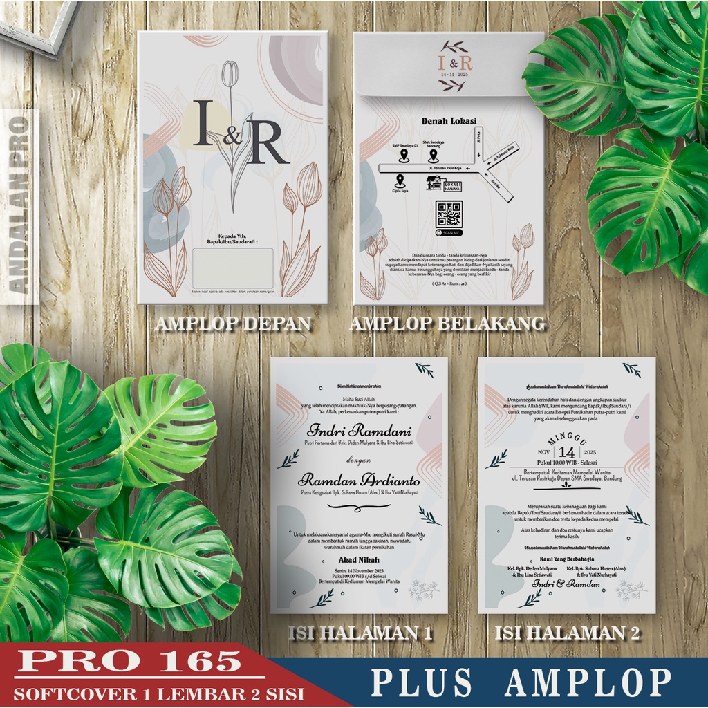 Jual 50 Desain Undangan Simpel Dengan Amplop A5 Bahan Jasmine,1 Lembar ...