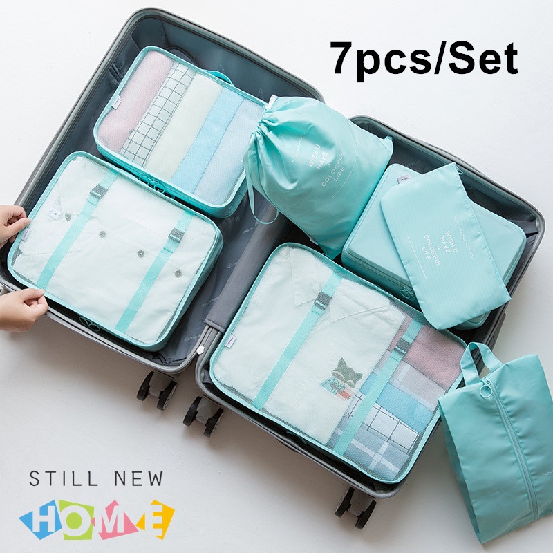 Jual 8pcs/Set Tas Travel Organizer Storage Bag /Tas Koper Polos/8 in1 ...