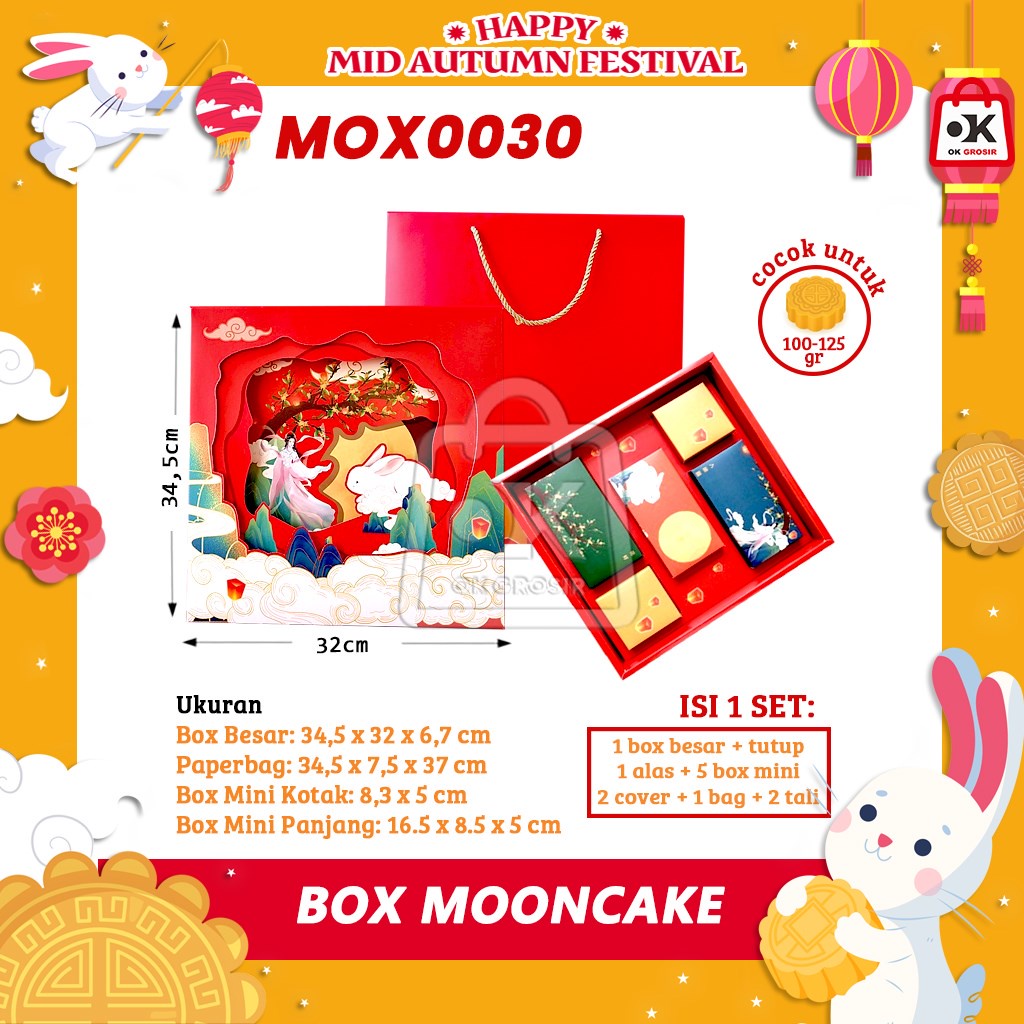 Jual Box Mooncake 3D Dus Kue Bulan isi 8 Chinese Mooncake Festival (1set MOX0030) | Shopee Indonesia