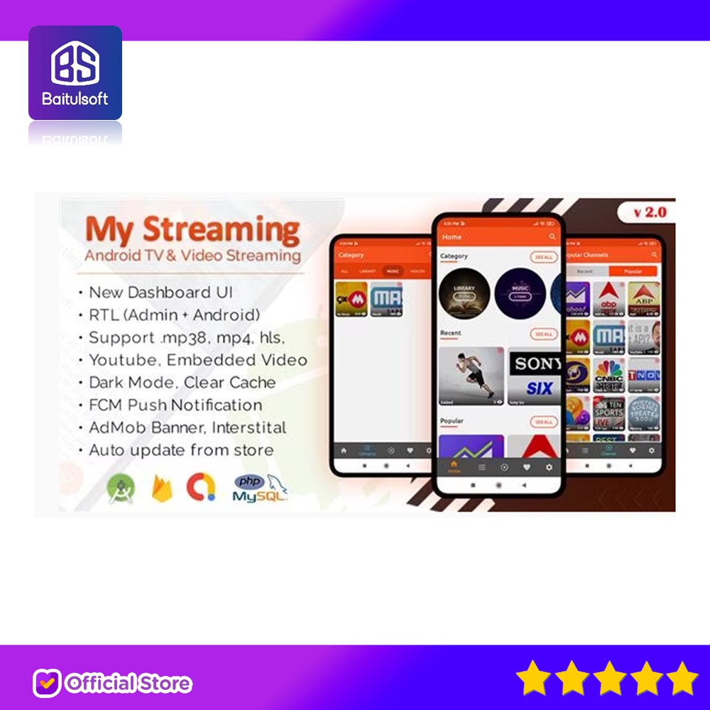 Jual SOURCE CODE APLIKASI MY STREAMING ANDROID APP WITH ADMIN PANEL | Shopee Indonesia