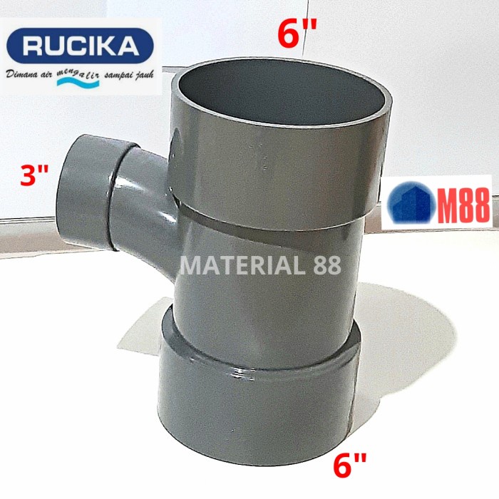 Jual RUCIKA Large Radius Tee 6x3 D Te 6 x 3 inch Long T Te Y 90 Derajat Pipa PVC | Shopee Indonesia