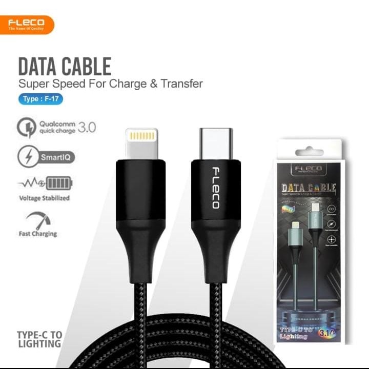 Jual Kabel Data Fleco F17 TYPE C TO LIGHTNING kabel data FLECO PD C TO ...