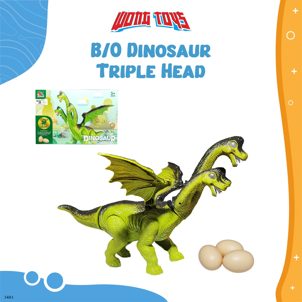 Jual B/O Dinosaur Triple Head (3481) - Mainan Brachiosaurus Kepala 3 | Shopee Indonesia