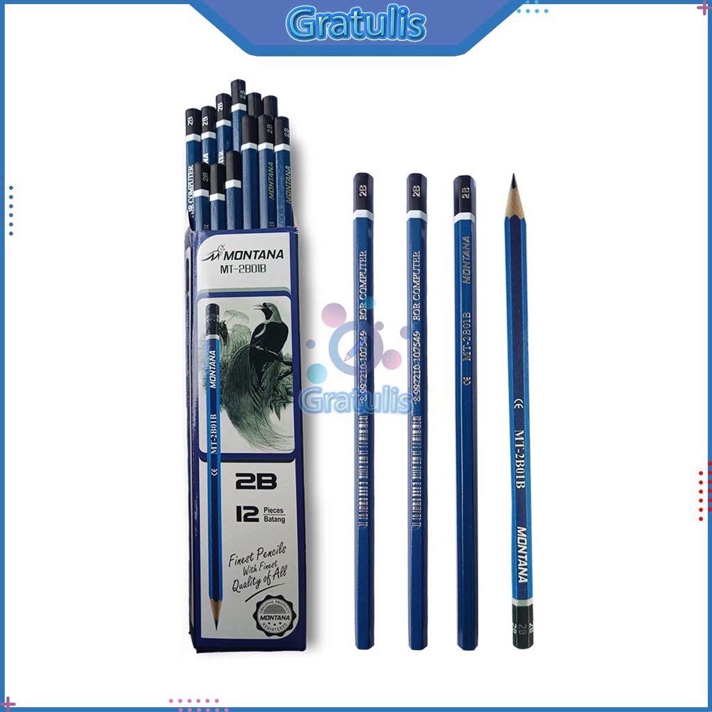 Jual PENSIL 2B MONTANA MT-2B01B [1 PACK/12 PCS] / PERLENGKAPAN ALAT ...