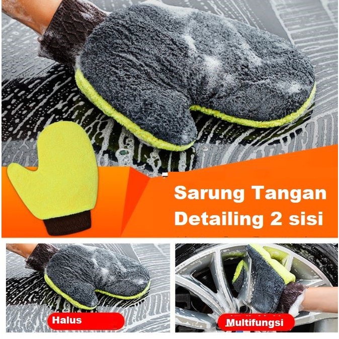 Jual Sarung Tangan Cuci Mobil Motor wash mitt detailing microfiber dua ...