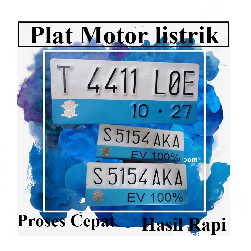 Jual Plat nomor motor Listrik || Warna Putih Biru / Hitam Biru | Shopee Indonesia