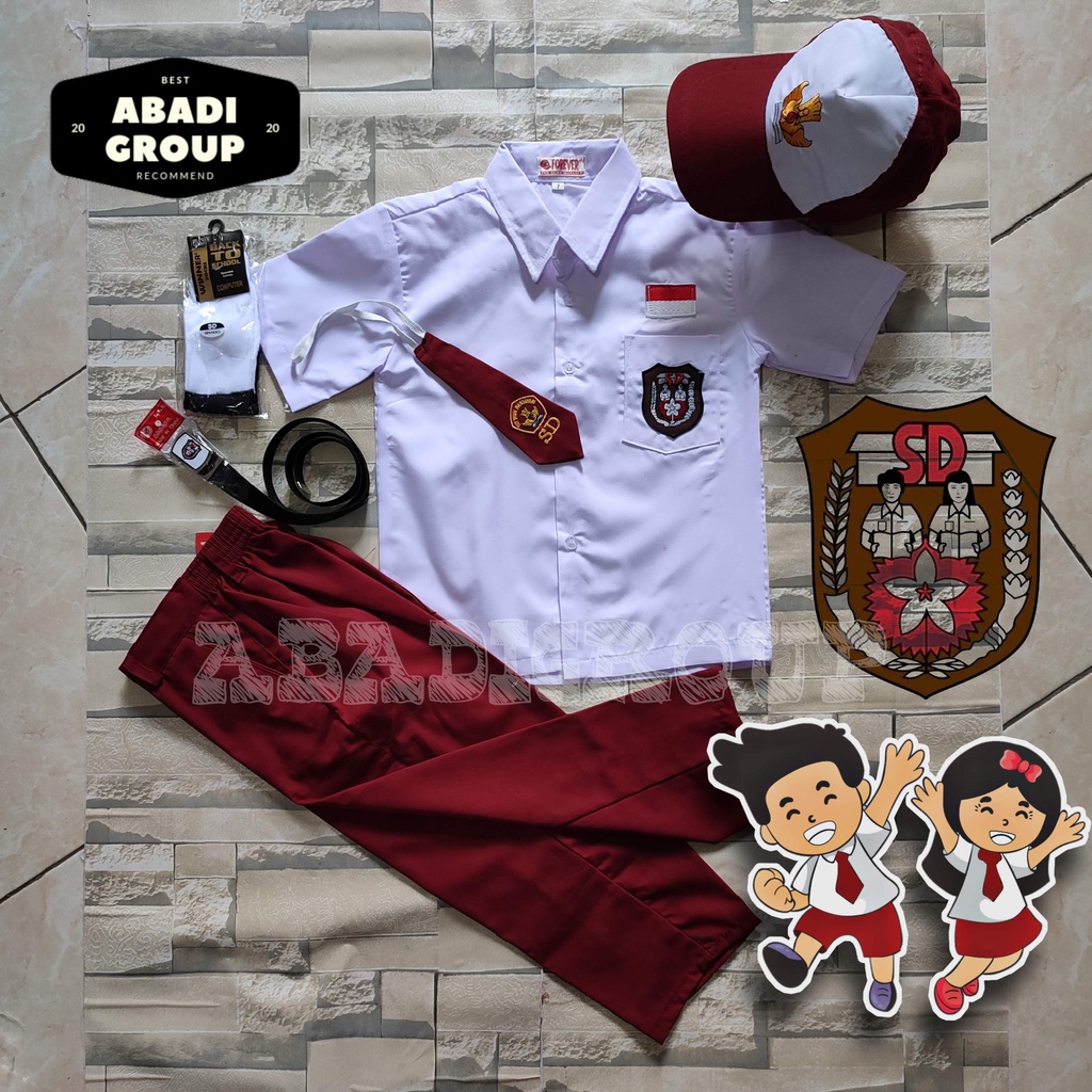 Jual SETELAN LENGKAP SERAGAM SEKOLAH MERAH PUTIH SD//merah putih laki ...