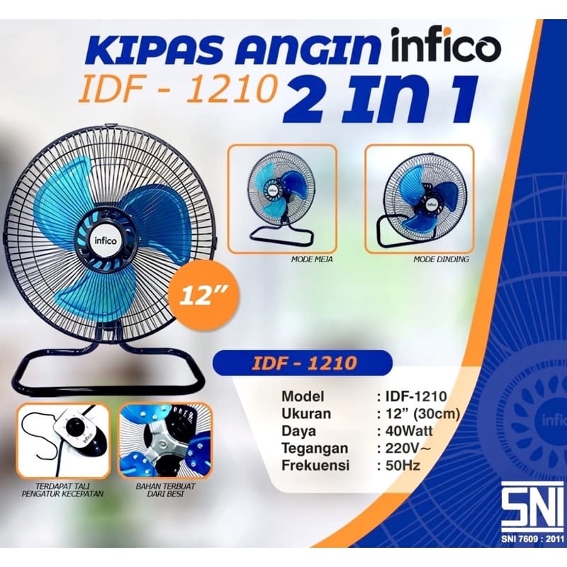 Jual Kipas Angin Dinding Garansi Resmi Infico Wall Fan Swing 12 Inch ...