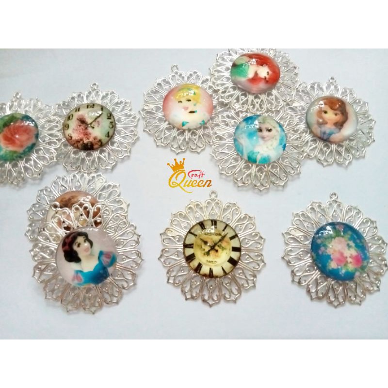Jual (4pcs) liontin resin cantik silver BESAR | Shopee Indonesia