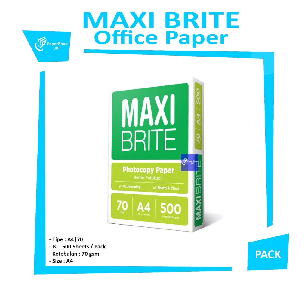 Jual Maxi Brite - Paper Print A4 70g Kertas Fotokopi - Rim | Shopee ...