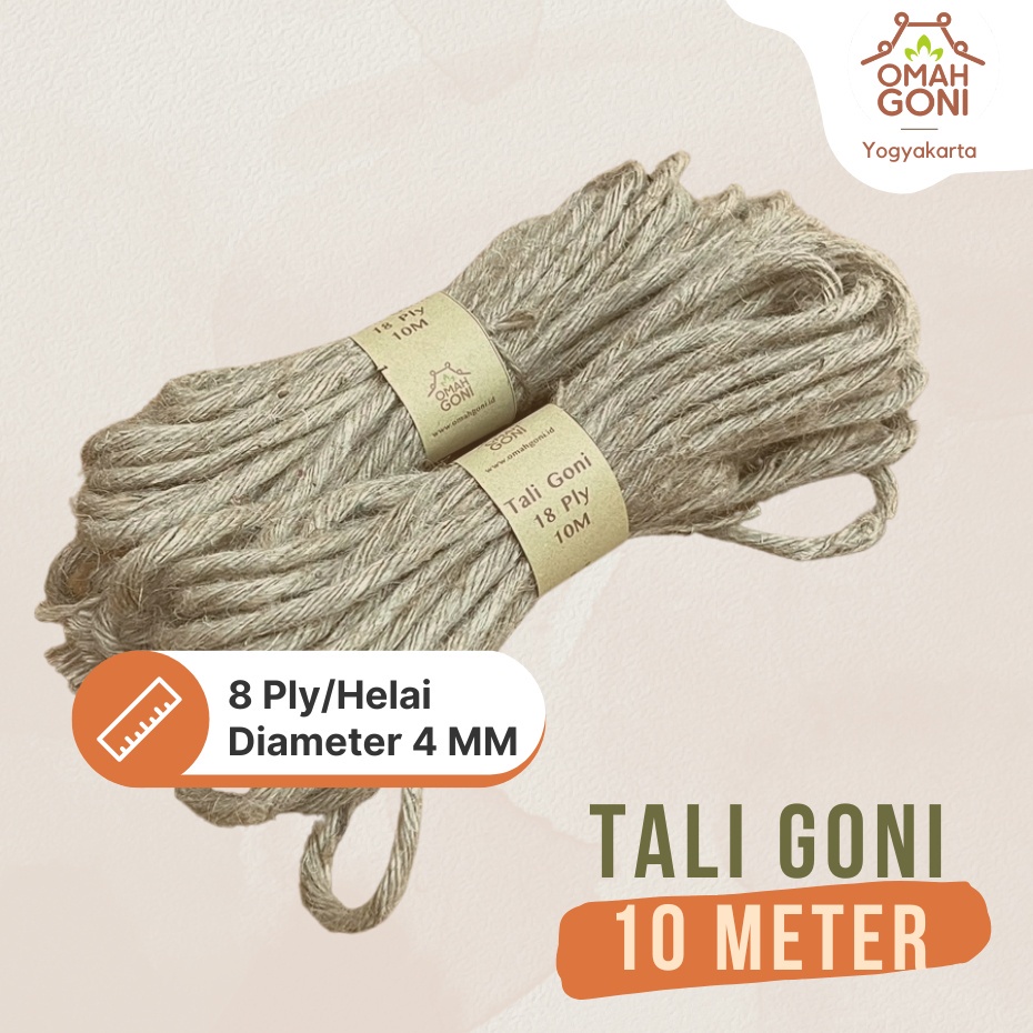 Jual Tali Goni 8 Ply 10 Meter - Tali Rami 4 MM - Jute Rope Craft DIY ...