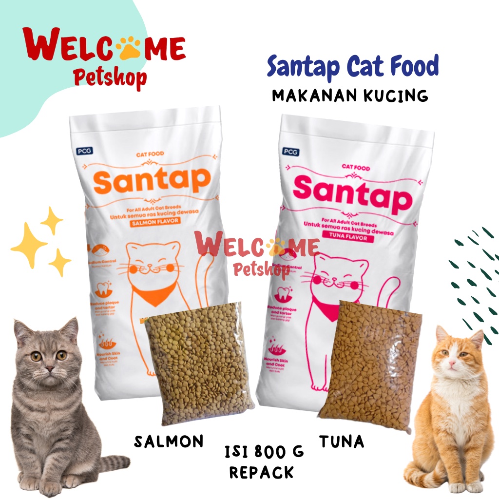 Jual Santap 800g Makanan Kucing Cat Food Dry Food Tuna Salmon Enak ...
